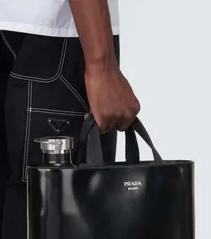 Prada Leather Tote Bag And Water Bottle Set