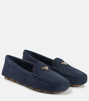 Prada Logo Suede Loafers
