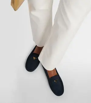 Prada Logo Suede Loafers