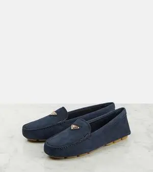 Prada Logo Suede Loafers