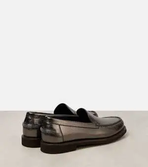 Brunello Cucinelli Metallic Leather Loafers