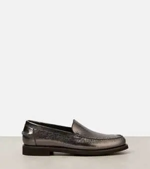 Brunello Cucinelli Metallic Leather Loafers