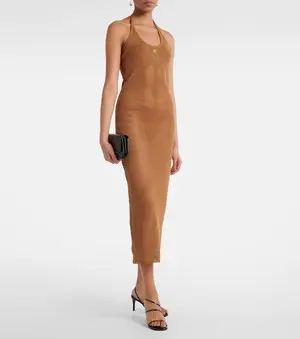 COURREGES Sheer Cotton Mesh Midi Dress