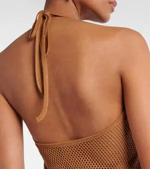 COURREGES Sheer Cotton Mesh Midi Dress