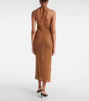 COURREGES Sheer Cotton Mesh Midi Dress