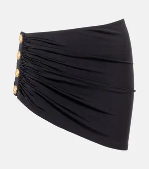Balmain Draped Embellished Beach Cover-up - Black