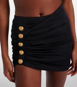 Balmain Draped Embellished Beach Cover-up - Black
