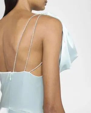 Talbot Runhof Bow One-shoulder Gown - Azur