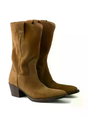 Prada Suede Western Ankle Boots