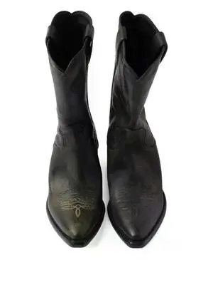 Prada 25mm Grained Leather Cowboy Boots