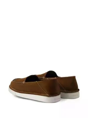 Prada Leather Slip-on Loafers - Brown