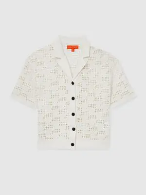 REISS X Mclaren F1 Team Fleur Speedmark Crochet Shirt - White