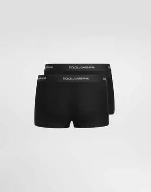 Dolce & Gabbana Cotton Jersey Regular-fit Boxers In A Pack Of Two - Black