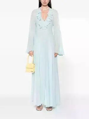 TWINSET Maxi Dress With Ruffle Detail - Blue