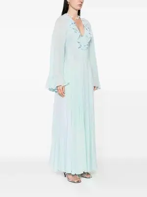 TWINSET Maxi Dress With Ruffle Detail - Blue