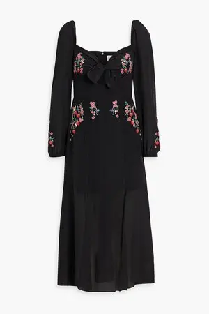 Saloni Harmony Embroidered Silk-chiffon Midi Dress