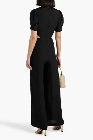 Saloni Lea Cutout Silk-jacquard Wide-leg Jumpsuit