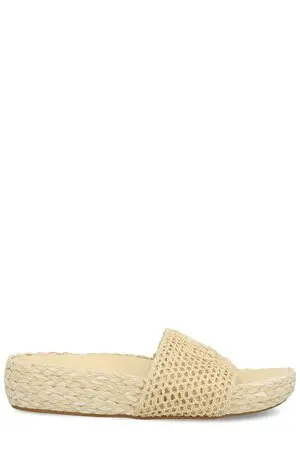 Chloé Isla Raffia-Effect Slides - Beige