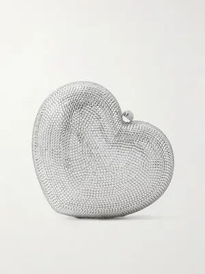 Judith Leiber L'amour Petit Coeur Crystal-embellished -tone Clutch - Silver