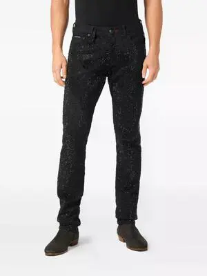 Philipp Plein Straight Cut Strass Jeans - Black