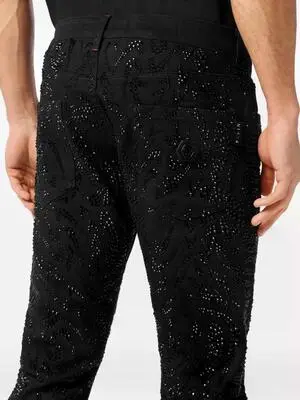 Philipp Plein Straight Cut Strass Jeans - Black