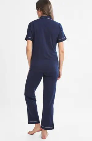 ANGEL MATERNITY Maternity And Nursing Button Front Pajama Set - Navy