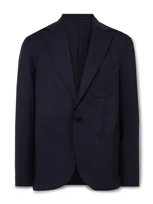 STOFFA Unstructured Wool Suit Jacket - Blue