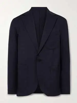 STOFFA Unstructured Wool Suit Jacket Navy