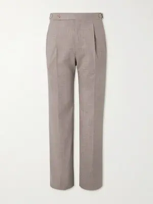 STOFFA Wide-leg Pleated Wool Trousers - Brown