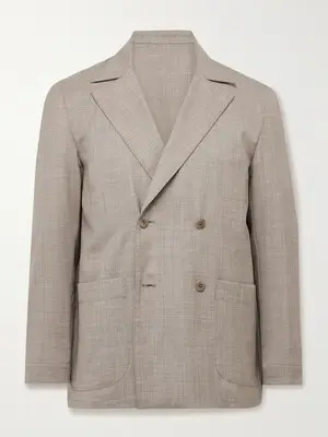 STOFFA Unstructured Double-breasted Wool Suit Jacket
