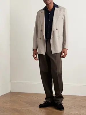 STOFFA Unstructured Double-breasted Wool Suit Jacket