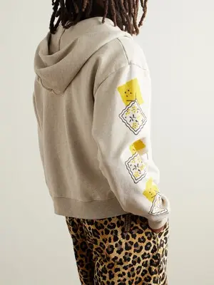 Kapital Printed Cotton-jersey Zip-up Hoodie - Neutrals