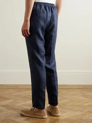 DE PETRILLO Straight-leg Pleated Linen Drawstring Trousers