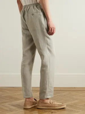 DE PETRILLO Straight-leg Pleated Linen Drawstring Trousers