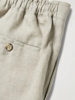 DE PETRILLO Straight-leg Pleated Linen Drawstring Trousers