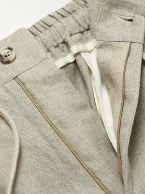 DE PETRILLO Straight-leg Pleated Linen Drawstring Trousers