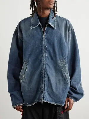 Balenciaga Oversized Distressed Denim Jacket