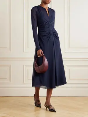 Proenza Schouler Kerstin Ruched Jersey Midi Dress - Blue