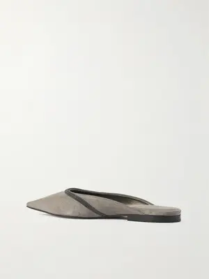Brunello Cucinelli Bead-embellished Suede Mules