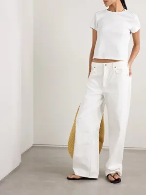 AGOLDE Adine Cropped Organic Cotton-jersey T-shirt - Neutrals