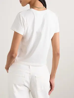 AGOLDE Adine Cropped Organic Cotton-jersey T-shirt - Neutrals