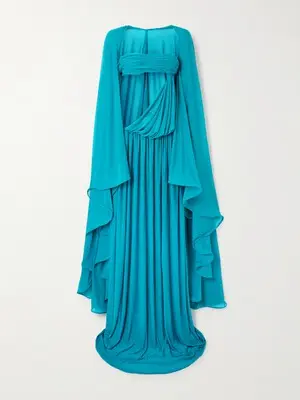 Christopher Esber Gyre Cape-Effect Maxi Dress In Blue - 40% Off |  Editorialist