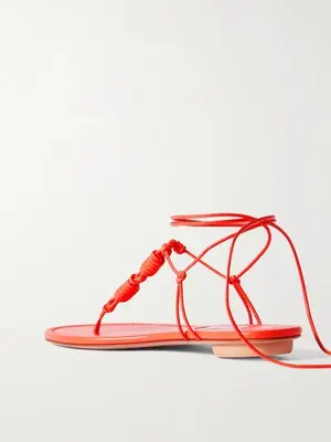 AQUAZZURA Oaxaca Knotted Leather Sandals - Red