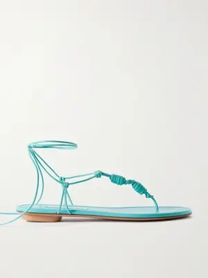 AQUAZZURA Oaxaca Knotted Leather Sandals - Blue