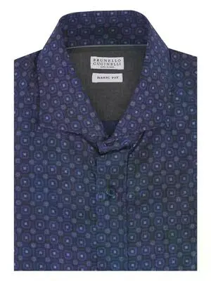 Brunello Cucinelli Mosaic-print Shirt - Blue