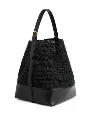 TOTEME Belted Woven Leather Tote Bag - Black