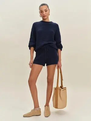 REFORMATION Collie Cotton Shorts - Blue