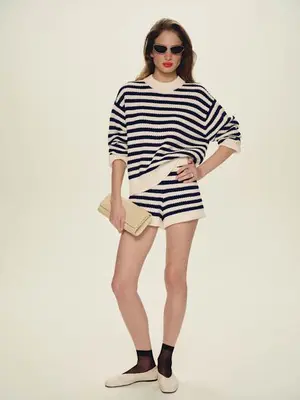 REFORMATION Collie Oversized Cotton Crew Sweater - Ivory