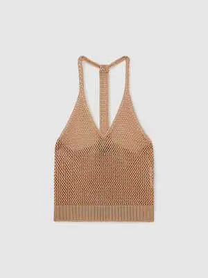 REISS Ruby Atelier Open Knit Halterneck Top