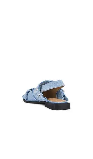 GANNI Feminine Buckle Ballerina - Faded Denim